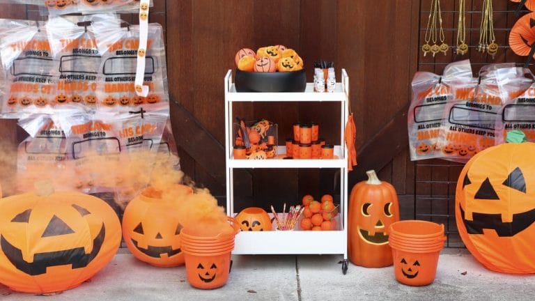 Jack-o-Lantern Themed Halloween Trick-or-Treat Station - Fern and Maple