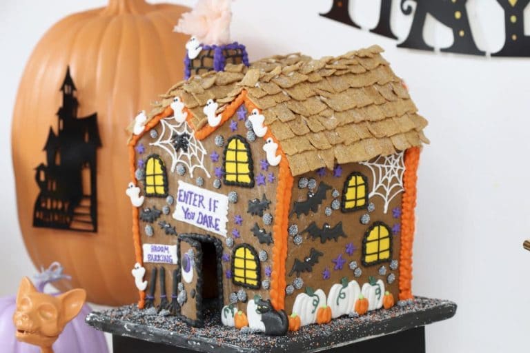 Little Witch's Halloween Gingerbread House Decorating Party - Fern and ...