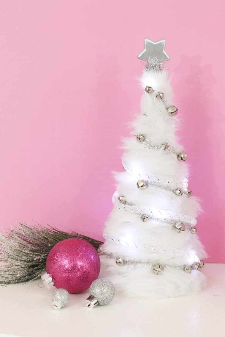 DIY Faux Fur Christmas Tree Decorations - Fern and Maple