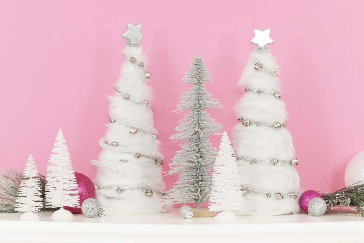 DIY Faux Fur Christmas Tree Decorations - Fern and Maple